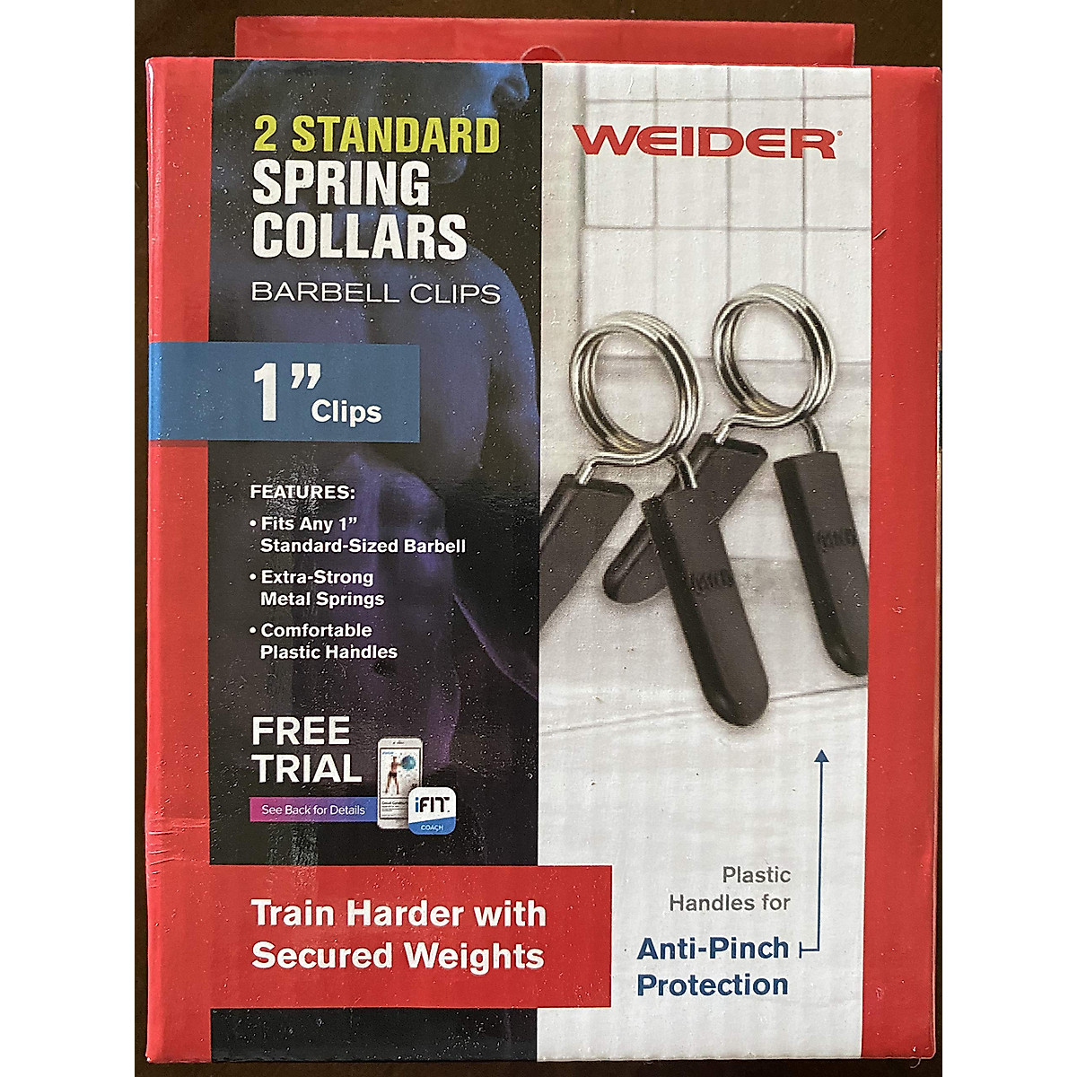 Weider Strength Standard Spring Clip Collars Safety Clips, Gray