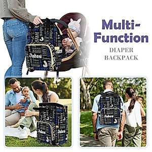 ZAACUSTOM Custom Name Boy Baby Bags, Nylon Personalized Diaper Bag Backpack for Baby Boy Mom, Large Capacity, Waterproof, Multifunctional, Adjustable Shoulder Straps