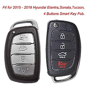 WEIBISS 2 Pack 4 Buttons Protective Rubber Smart Key Fob Shell Remote Cover Case Protector Wallet Keyless Jacket for Hyundai 2018 2017 2016 Tucson Elantra Sonata, Black Red