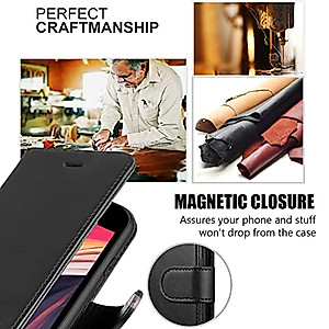 STARSHOP Moto G Pure Phone Case, Motorola G Pure Case, with [Tempered Glass Screen Protector Included] PU Leather Wallet Shockproof Phone Cover Kickstand with Pocket Card Slots Magnet Closure -Dark
