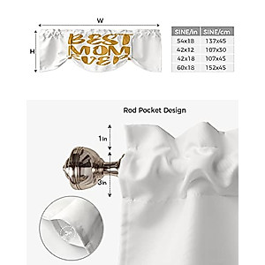 Funnywall88 Tie Up Curtain Valance for Living Room,Gold Best Mom Ever White Background Valance for Kitchen Window Valance Adjustable Tie-up Valance 18 Inch Rod Pocket 1 Panel