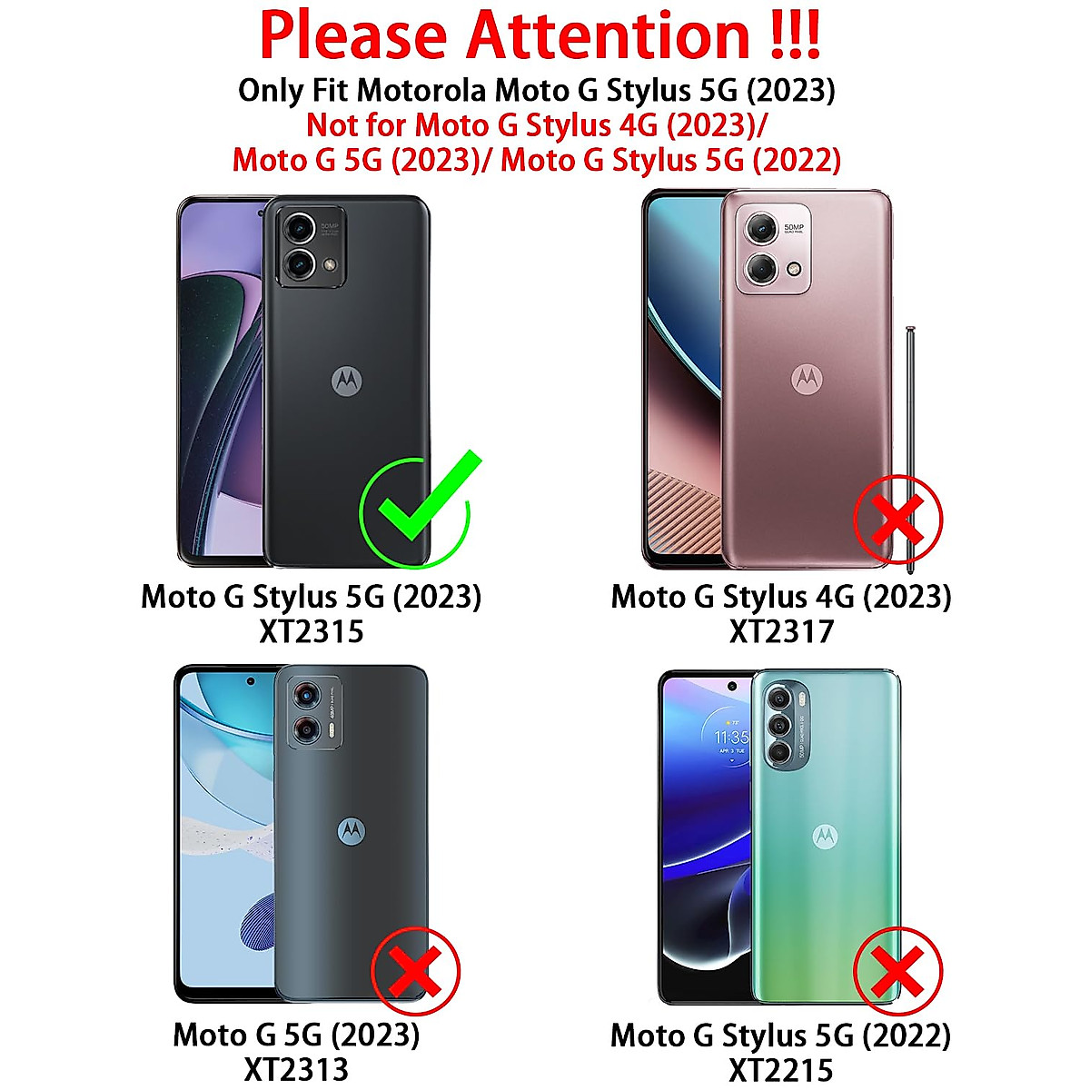 for Moto G Stylus 5G 2023 Case with [2 Packs] Tempered Glass Screen Protector, [Military-Grade] Rugged Full Body Shockproof Phone Cover with Kickstand for Motorola Moto G Stylus 5G 2023, Oliver Green