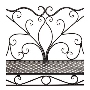 The Lakeside Collection Outdoor Garden Patio Metal Scrolled Bench, 40 1/2" Wide with 400 lb Capacity, Black