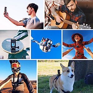 SJCAM C300 Pocket Camera 4K, 3800mAh Battery 6-Axis Stabilizer Action Camera, Dual-Touch Screen Body Camera, Waterproof, Suitable for Vlogging and Live Streaming, with Helmet Mount Kits, Black