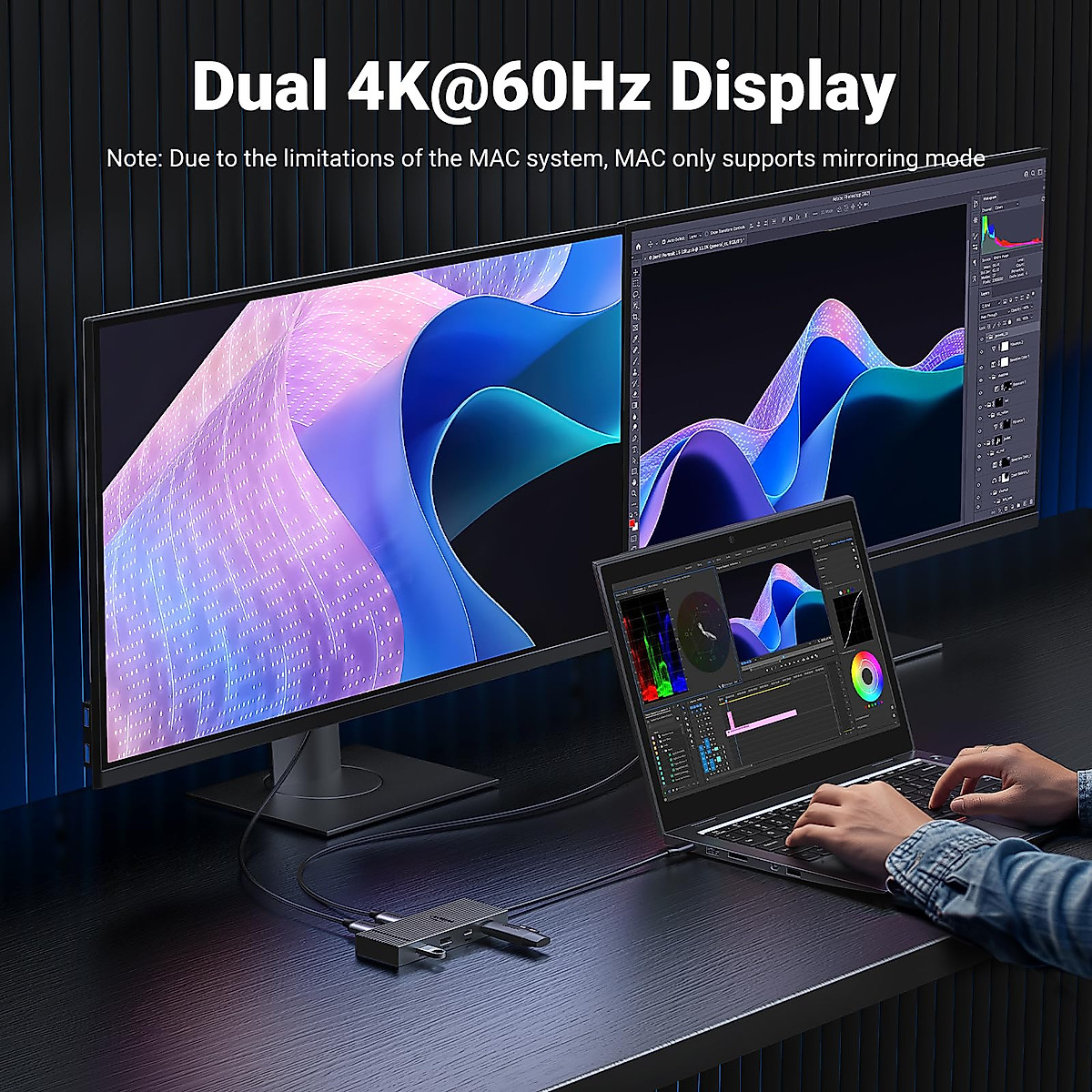 UGREEN 7 in 1 Revodok Pro USB C Docking Station Dual 4k HDMI Monitor, USBC Hub with 2 HDMI, 2*USB A&C 10Gbps Date Transfers, PD 100W, USB-C Dock for Lenovo, XPS, DELL, HP and More