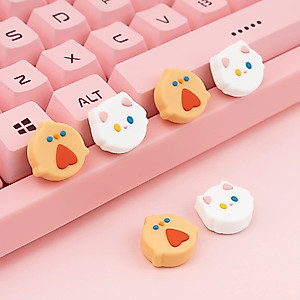 GeekShare 4PCS Cute Animal Theme Thumb Grip Caps,Soft Silicone Joystick Cover Compatible with Nintendo Switch/OLED/Switch Lite - Chicken & Cat