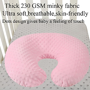 Minky Nursing Pillow Cover Set 2 Pack Nursing Pillow Slipcovers, Ultra Soft Compatible with Boppy Pillow,Standard Pillow for Baby Boy Girl Grey and Pink