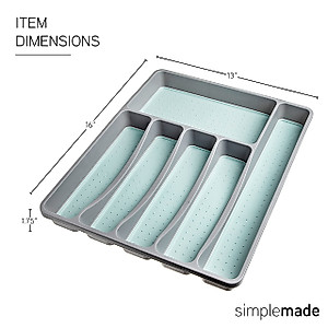 SIMPLEMADE Kitchen Drawer Silverware Organizer Tray - 6-Slot Small Flatware Holder and Utensil Holder - Desk Drawer Organizer - Storage for Kitchen, Office, Bathroom (Mint)