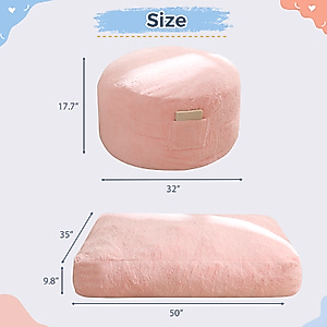 MAXYOYO Bean Bag Chair Bed for Kids, Convertible Bean Bag Folds from Lazy Chair to Floor Mattress Bed, Stuffed Floor Sofa Couch Sofa Bed for Boys and Girls, High-Density Foam Filling, Pink