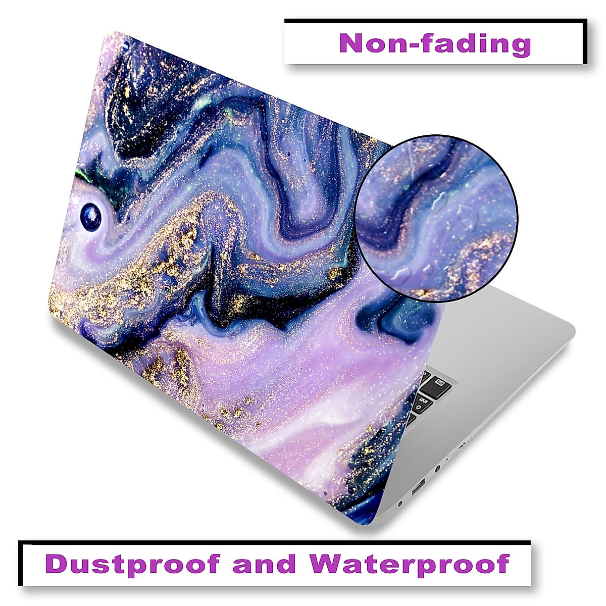 ArtSo Laptop Skin Sticker Decal,16.5” 17” 17.3 inch Laptop Universal Netbook PC Notebook Vinyl Reusable Skin Sticker Cover Art Case Protector Personalized, Free 2 Wrist Pad,Purple Marble