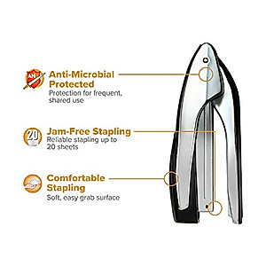 Bostitch Office Premium Executive Metal Desktop Stapler, Stand-Up Design, 20 Sheet Capacity, Staple Supply Indicator, Chrome