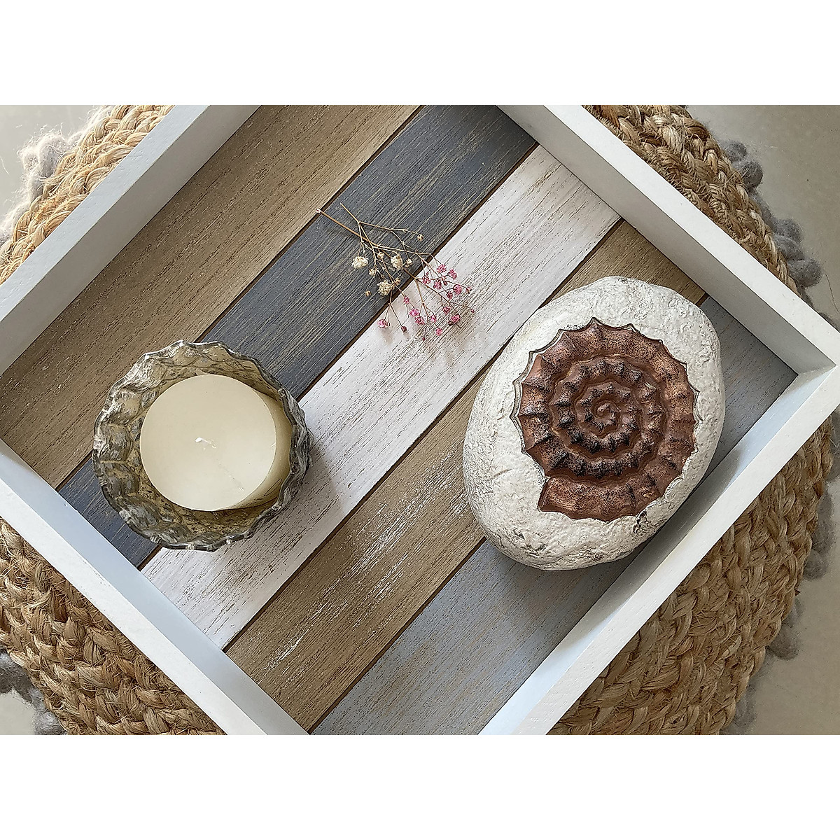 Set of 2 Wooden Serving Trays for Ottoman and Coffee Table Lap Tray (16.3x12.2x2 & 11x11x1.5 Inches, Multicolor)