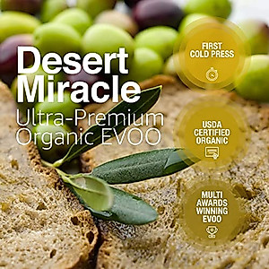 Desert Miracle Cold Pressed Polyphenol Rich Moroccan Olive Oil, First Cold Pressed EVOO From Morocco, Extra Virgin Organic Olive Oil, Gold Medals Awards Winning Olive Oil,Kosher for Passover, 500 mL