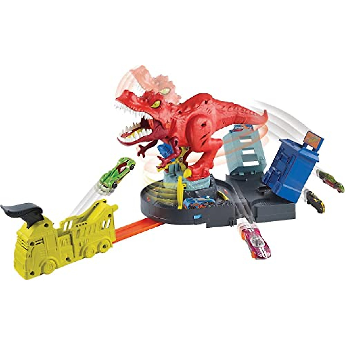 Hot Wheels T-Rex Rampage Track Set, Works City Sets, Toys for Boys Ages 5 to 10