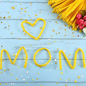 100pcs Pipe Cleaners Chenille Stems for DIY Art Supplies Craft Projects 6mmx30cm Christmas Pipe Cleaners Decoration, Yellow