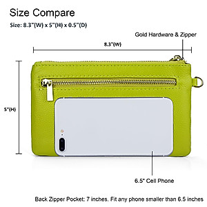 befen Yellow Women Genuine Leather Wristlet Clutch Wallet Purse Clutch Purses for Women - Lemon