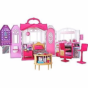Barbie Doll House, Glam Getaway Portable House Playset with Carry Handle & 20+ Accessories Including Furniture & Décor