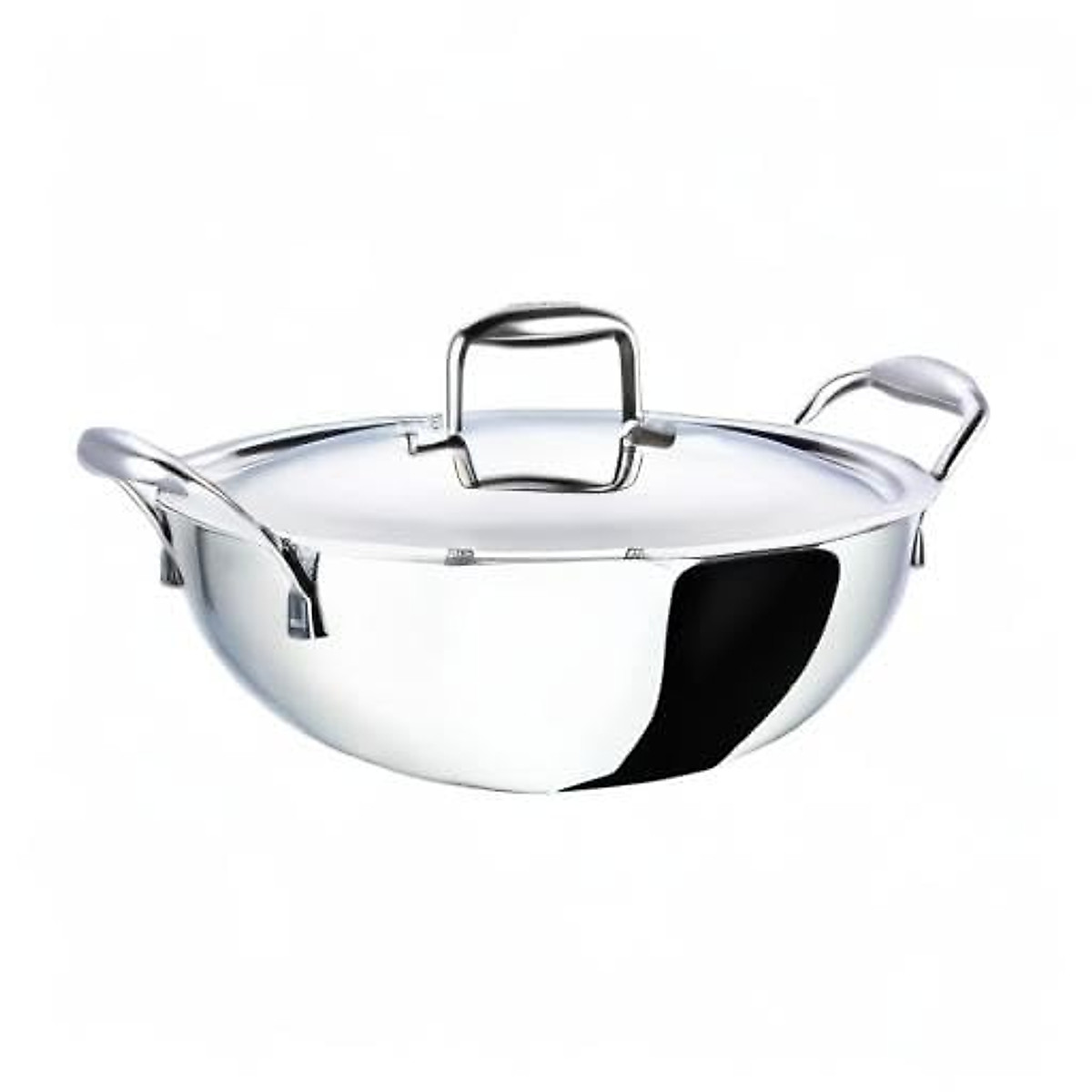 Vinod Platinum Kadai Triply Stainless Steel | Suitable For Indian Cooking, Sauces, Stews, Soups | Deep/Extra Deep Kadai With Lid | Induction, Electric Friendly (Extra Deep Kadai, 24cm)