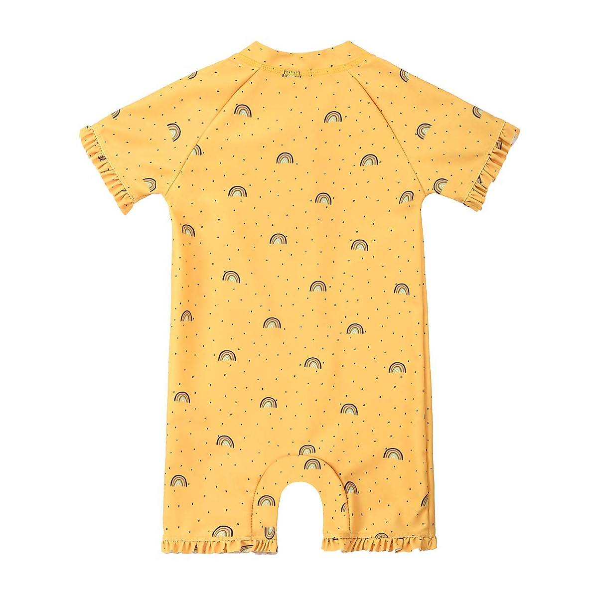 Cadocado Girl Short Sleeve Rash Guard Shirts One Piece Swimsuit UPF 50+ Sun Protection Swimwear,Yellow Print,2-3 Years