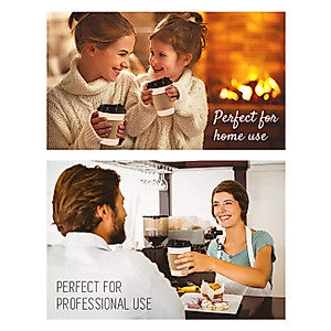 Sugarman Creations 12oz White Disposable Coffee Cups with Leak-Proof Lids. 130-Pack. Hot and Cold Beverage Drinking Cups. Jumbo Set of Paper Cups, Lids, Heat Resistant Sleeves and Stirrers