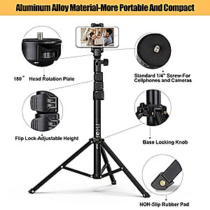 PHOPIK Phone Tripod Stand : Selfie Stick Tripod,Phone Tripod Extendable Camera & Cell Phone Tripod Stand for iPhone & Android Phone, Heavy Duty Aluminum, Lightweight