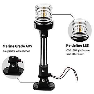 Anchor Light,White LED Stern Light for Boat 3 Nautical Mile Bimini Top Lights Fold Down Pontoon Light All Round 12~24V