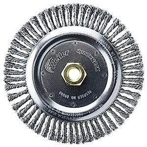 Weiler 09000 Roughneck 7" Root Pass Weld Cleaning Brush, .020" Steel Wire Fill, 5/8"-11 Unc Nut, Made in the USA, 56 Knots