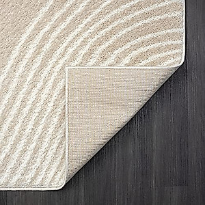 Abani Nuevo Collection Area Rug - Transitional Beige/Cream Design -5'3" x 7'6" - Easy to Clean - Durable for Kids & Pets - Non-Shedding - Medium Pile - Soft Feel - for Living Room, Bedroom