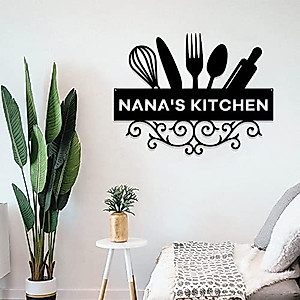 Hotsrichw Kitchen Metal Sign Personalized, Chef Kitchen Wall Decor, Custom Family Name Sign Last Name Signs, Nana's Farmhouse Kitchen, Customized Funny Birthday Gift for Cooking Lover, Gift for Mom