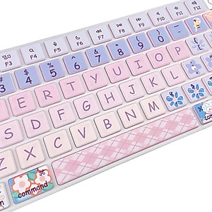 Cute Keyboard Cover Skin for 2021 Apple iMac Magic Keyboard (Model: A2520) with Numeric Keypad and Touch ID, Silicone Keyboard Protector, US Layout, Cute Bunny