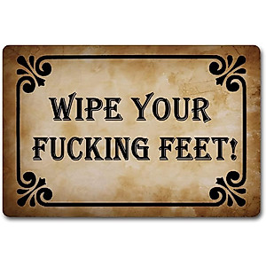 Funny Mat Coloring Entry Rugs for Inside House Wipe Your Fucking Feet Bare Feet Sign Welcome Front Door Sign Monogram Kitchen Rugs and Mats Non-Slip Mat Cute Bath Rugs for Bathroom Indoor 16x24 inch
