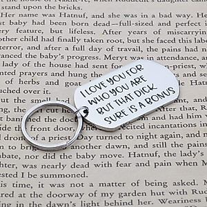 Eunigem Funny Keychain for Boyfriend Husband Gifts from Girlfriend Wife Anniversary Valentine's Day Christmas Adult Humor Mature Sexy Sarcasm Naughty Gag Gift Idea for Men Him Fiance