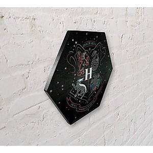 Harry Potter – Hogwarts School of Witchcraft and Wizardry – Crest - 11.5” X 10” Hexagon Shaped KNEXAGON Wood Print – Hang Alone or Connect to Other Pieces – Officially Licensed Merchandise