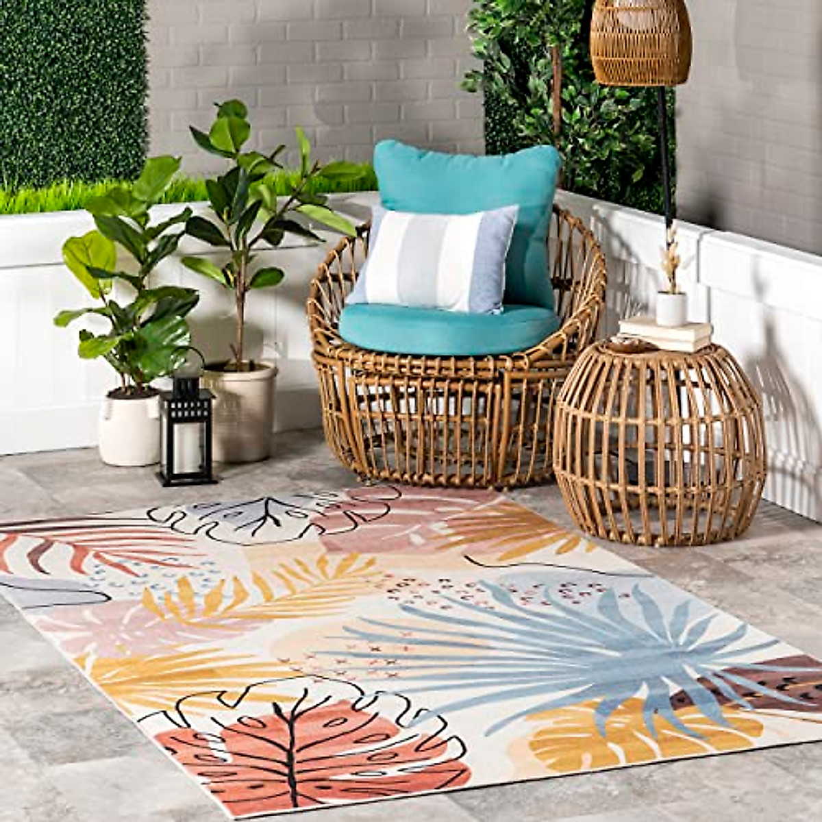 nuLOOM Ally Nautical Machine Washable Indoor/Outdoor Area Rug, 8' x 10', Multicolor