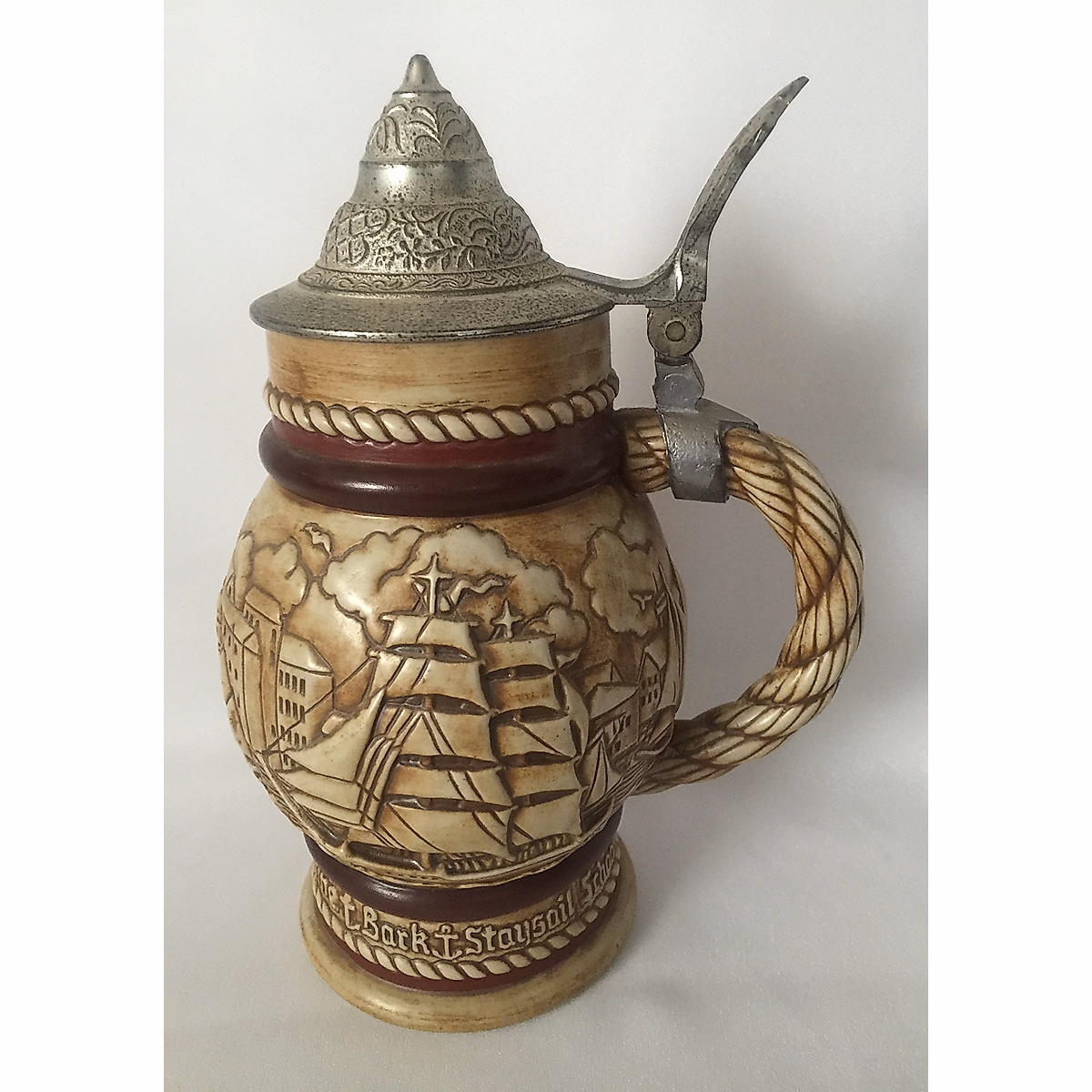 Handcrafted Avon Tall Ships Stein Brigantine Bark Staysail Schooner 1977