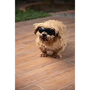 SHAMR Dog Sunglasses Dog Goggles Doggles UV Eye Protection Dog Glasses for Small to Medium Breed, Dust and Water Proof with Soft Frame (Black)