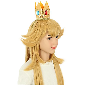 karlery Kids Girls Long Golden Princess Costume Wig with Crown Halloween Cosplay Party Wig