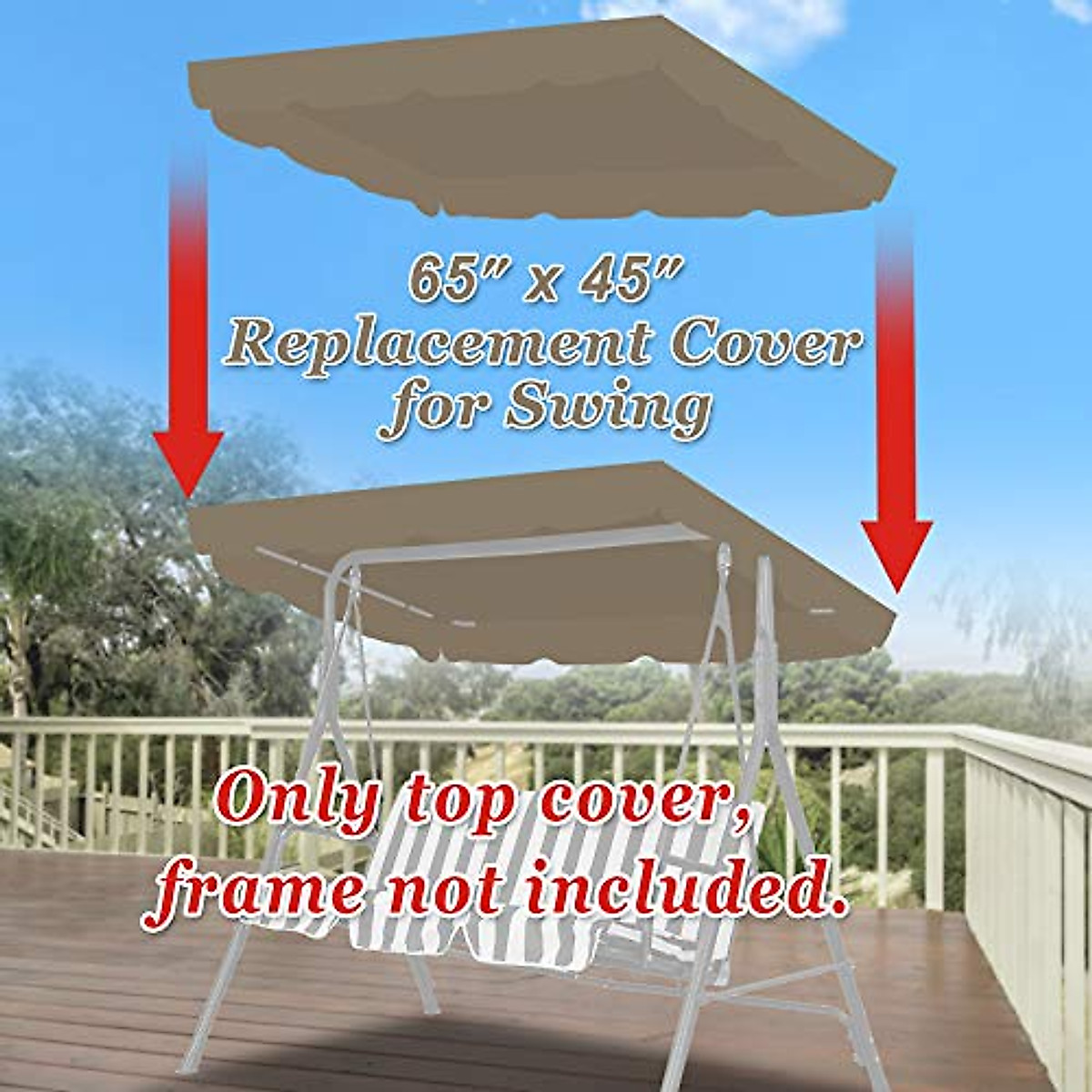 Strong Camel Patio Swing Cover Garden Outdoor Swing Replacement Canopy Cover (65" x45, Taupe)