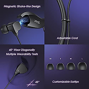 LiMingGi Neckband Headphones, Bluetooth Headphones Around Neck, Noise Cancelling Microphone, Bluetooth Headset with 24hrs Playtime, Stereo Bass, for Music, Sports, Call