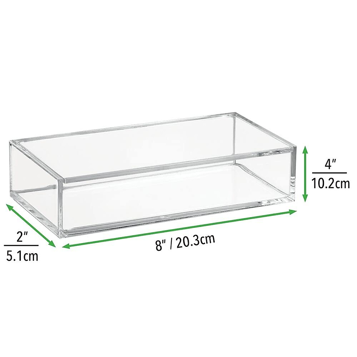 mDesign Small Makeup Organizer Box with Lid for Vanity Countertops, Cabinet - Store Makeup Brushes, Eye Shadow Palettes, Lipstick, Lip Gloss, Blush, Jewelry - Plastic, 2 Pack - Clear