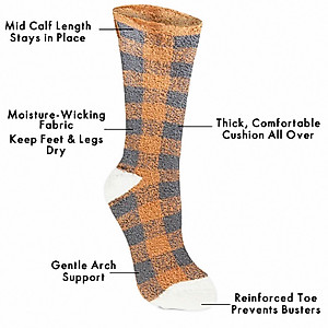 World's Softest Cozy Collection Crew Socks - Smooth Multi Colors Cozy Socks - Knit Top Holiday Spirit Fashion Socks (Fall Gingham)