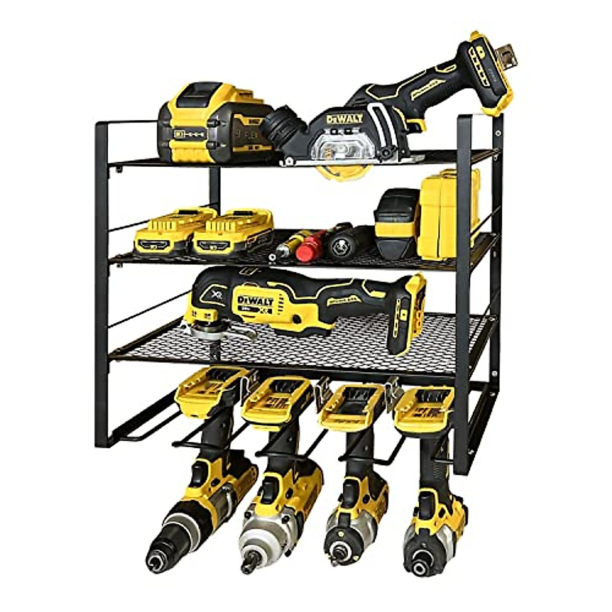 HAVEDAWN 4 Layers Power Tool Organizer, Larger Capacity, Tool Organizers and Storage, Drill Holder Wall Mount, Tool Storage Rack for Garage Pegboard, Cordless Drill Charging Station,Father's Day Gifts