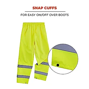 Ergodyne Standard Class E Lightweight Hi-Vis Rain Pants, Lime, Large