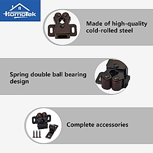 HOMOTEK 12 Pack Double Roller Cabinet Catches for Cupboard Closet,Dual Roller Cabinet Latches, Retro Cabinet Lock Cabinet Fastener, Cabinet Holder,Cabinet Clasp for Kitchen(Antique Copper)