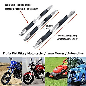 Dr.Roc 2 x 15.5 inch 1 x 19.5 inch Tire Irons 3 x Rim Protectors 6 x TR413 Valve Stems Mount and Demount Tire Irons Set Motorcycle Dirt Bike Lawn Mower ATV UTV Tire Changing Tools with Durable Bag