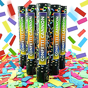 12 Inch Confetti Cannon Multicolor Confetti Popper Party Shooter for Wedding Birthday Graduation Celebration, 5 Pack Biodegradable Confetti Shooter Launches 20-26 ft