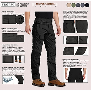 TRGPSG Men's Hiking Pants, Ripstop Camo Cargo Pants, Multi-Pocket Casual Work Pants WG3F Black 32