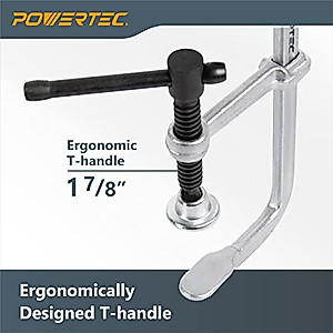 POWERTEC 71598 4 Inch Heavy Duty F Clamp, 4-3/16 Inch x 2 Inch Throat F Style Bar Clamps for Woodworking, 480 lb Capacity each – 2 Pack