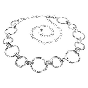 LABANCA Womens Metal Chain Dress Belt Hollow Out Ring Sweater Belt Decorated Skinny Waist Belt Silver