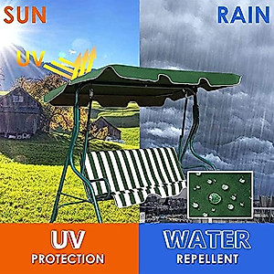 KFJZGZZ Replacement Canopy for Swing Seat, Swing Canopy Cover 3 Seater, Patio Hammock Cover, Outdoor UV Proof Waterproof Swing Seat Cover - Cover Only